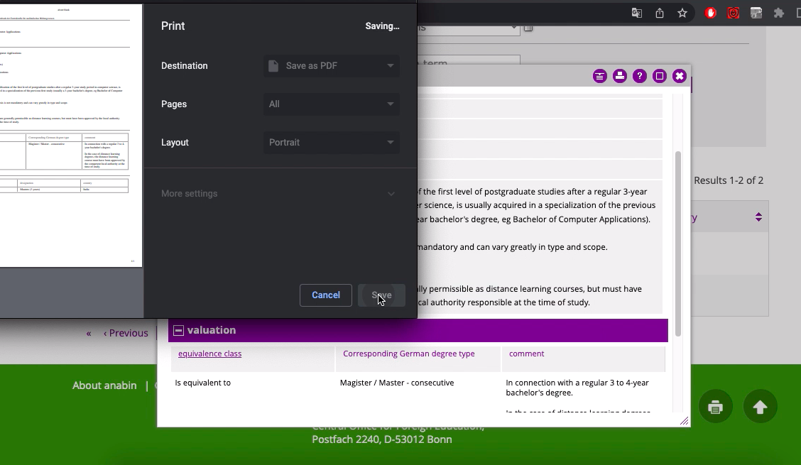 Anabin #3 - Printout Degree