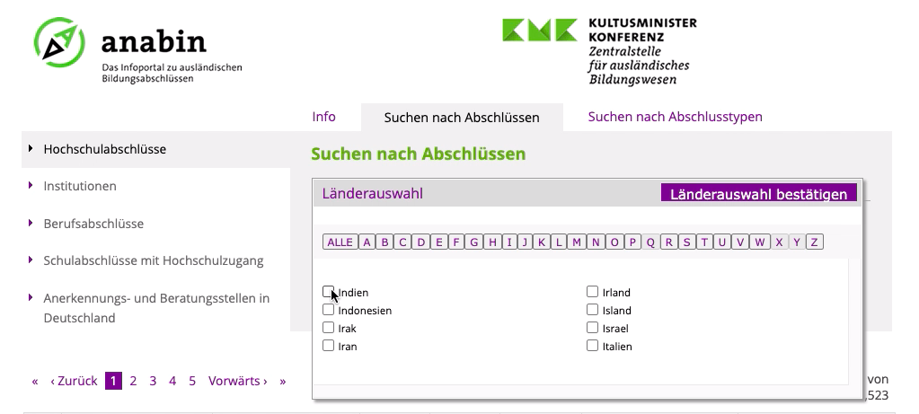 Anabin #3 - Printout Degree