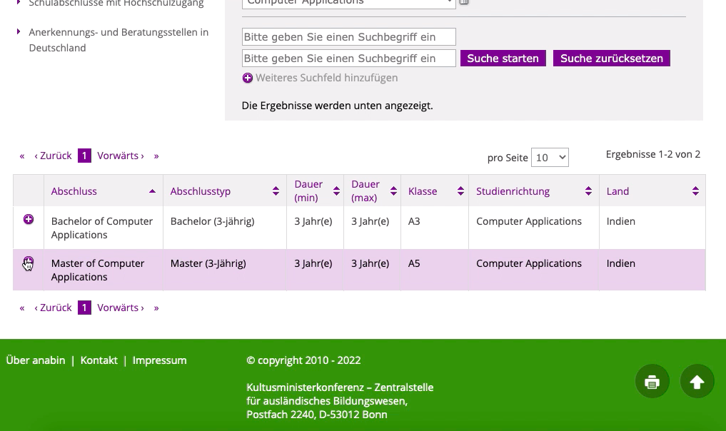 Anabin #3 - Printout Degree