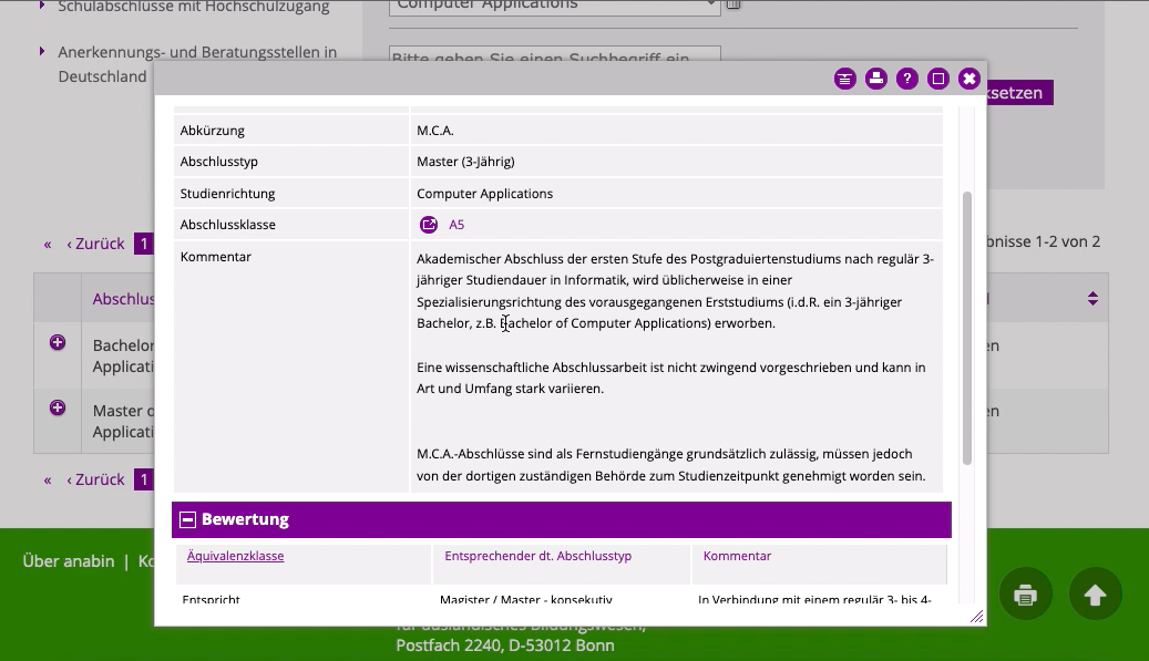 Anabin #3 - Printout Degree