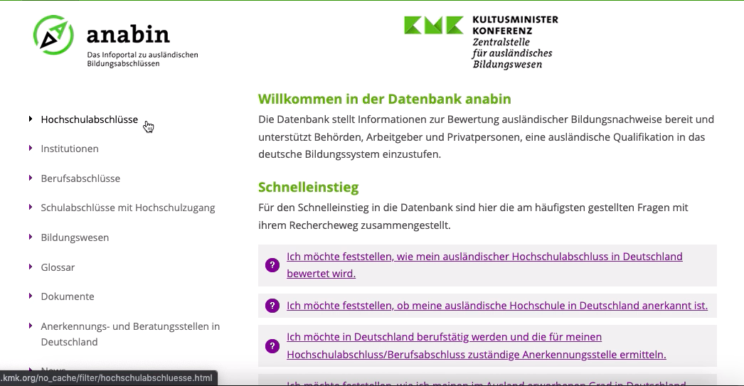 Anabin #3 - Printout Degree